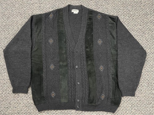 Vintage Norm Thompson Cardigan Men’s XL Gray Sweater Merino Wool ...