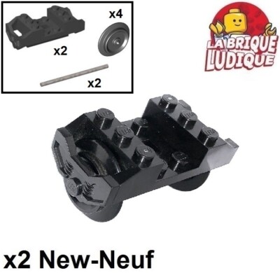 Lego x2 Train support roue bogie Wheel RC Holder complet noir/black ...