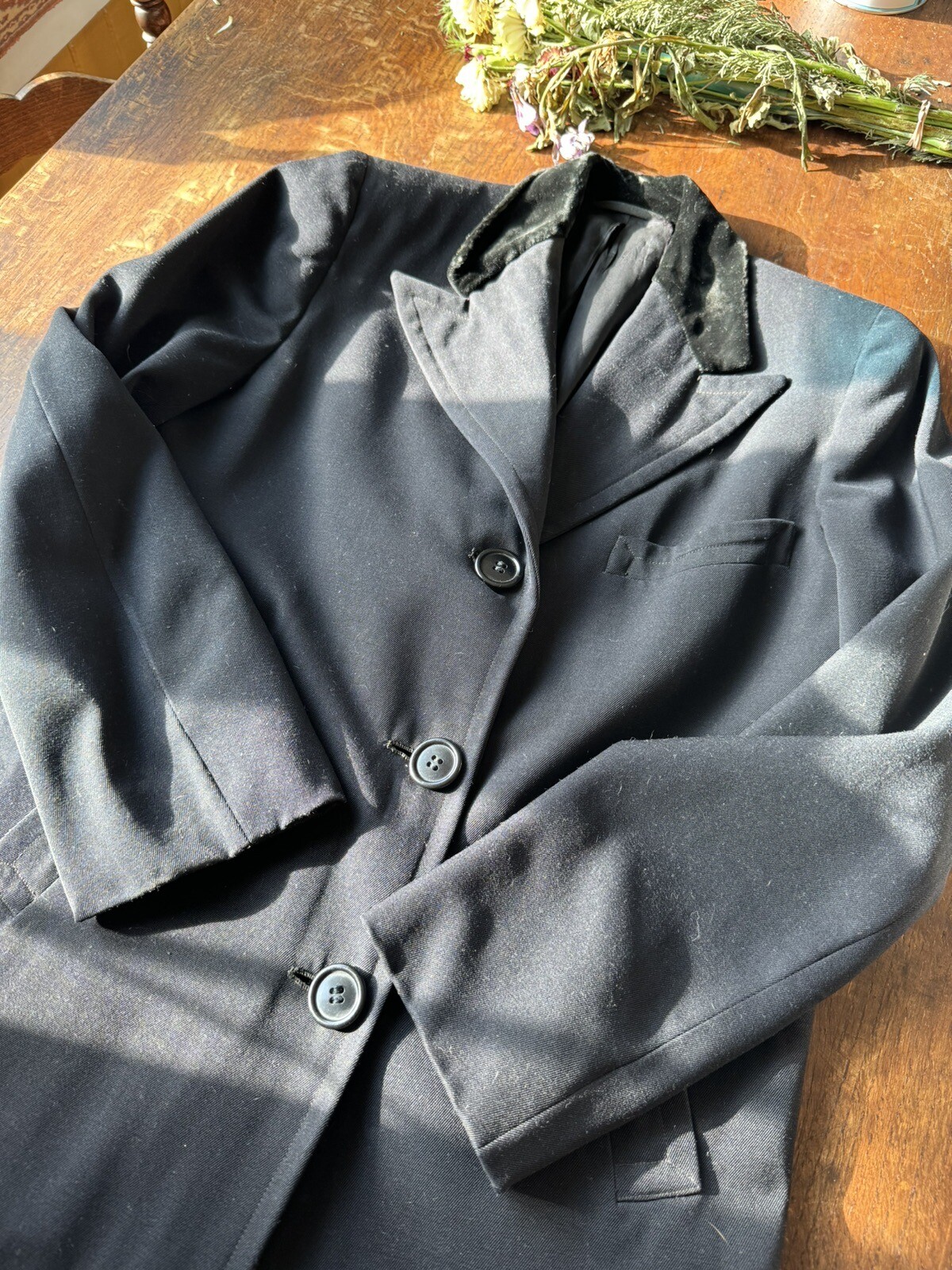 Vintage Edwardian 1920s Dress Coat Formal Black Colla… - Gem
