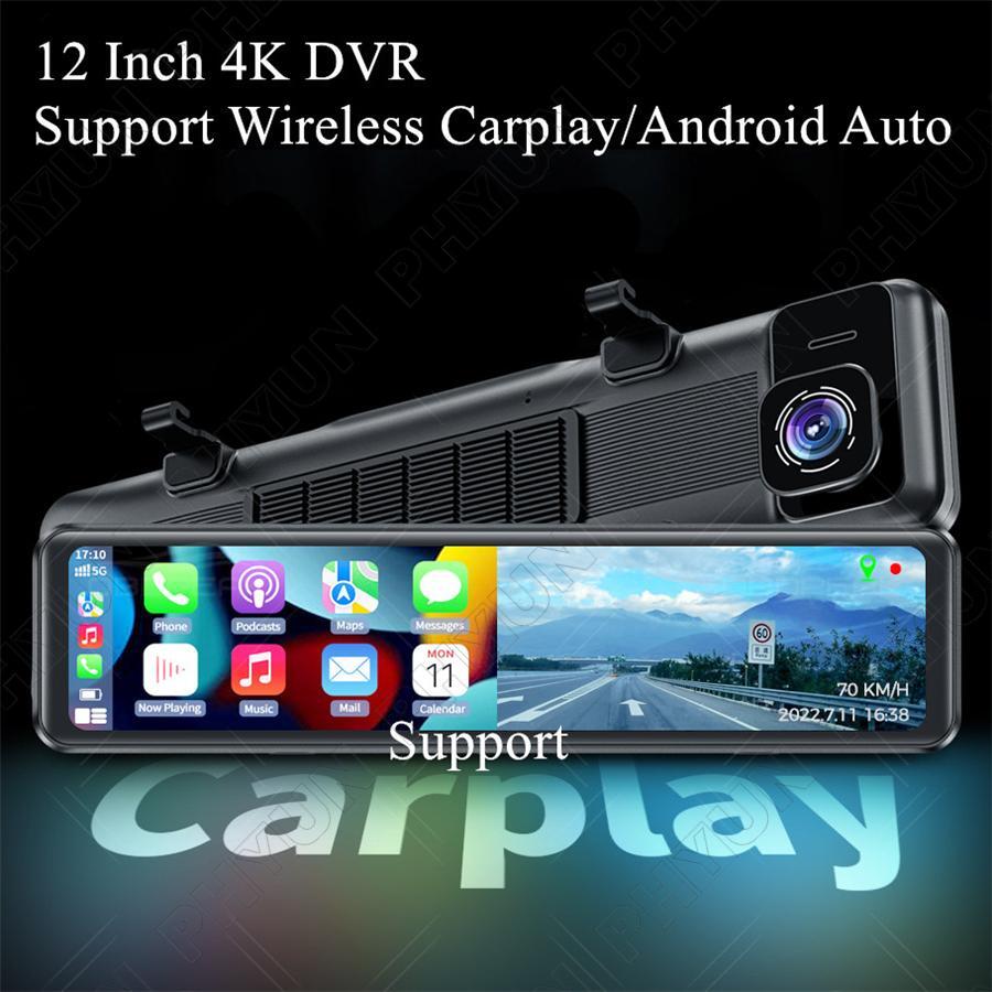 12" 4K Wifi Dash Cam DVR Rearview Mirror Car GPS Video Recorder Support ...
