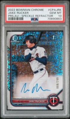 2022 Bowman Chrome Prospect Auto Speckle CPA-JRK Jake Rucker /299 Twins ...