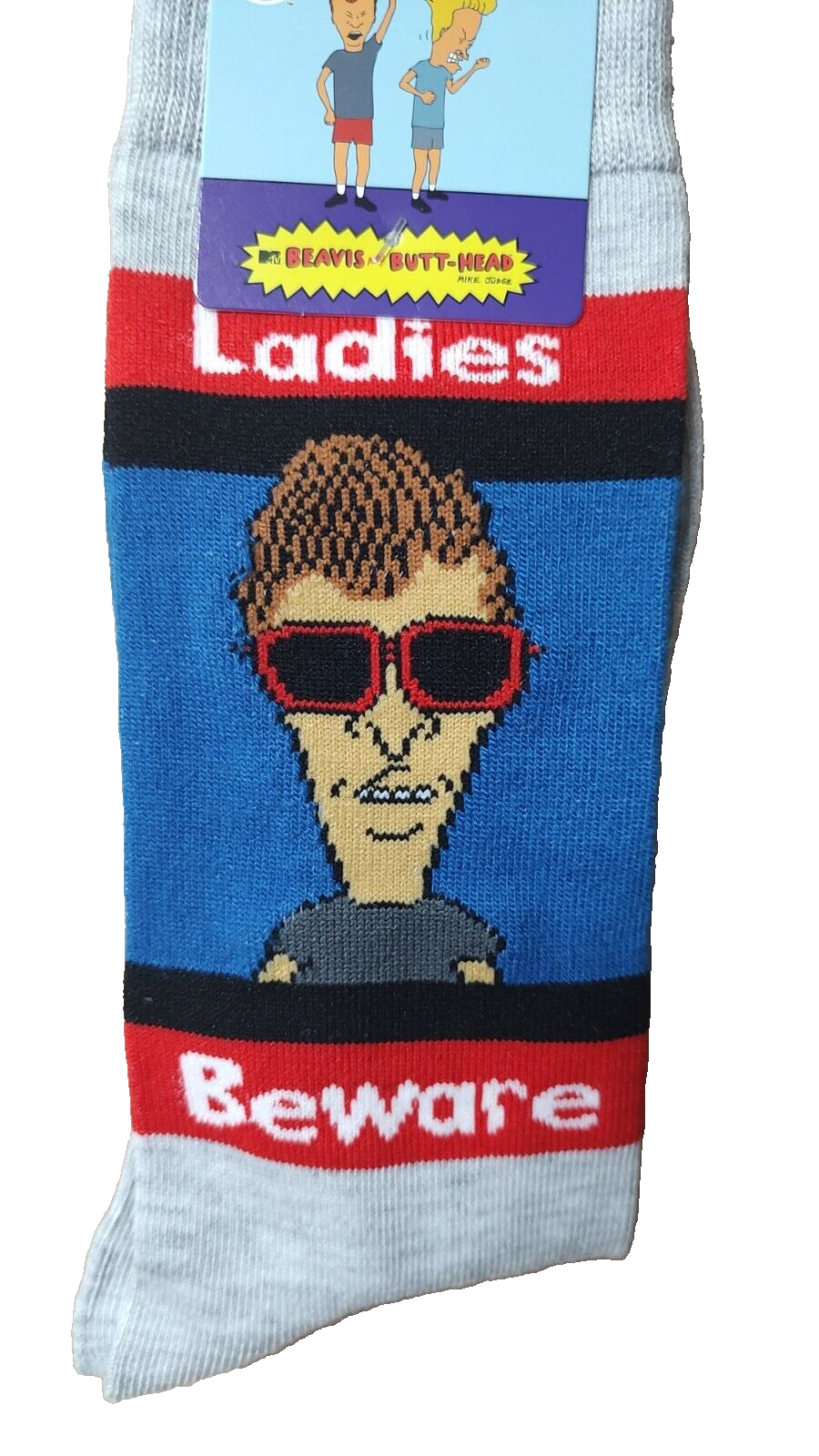 MTV Beavis & Butthead Men's Crew Socks "Ladies Beware" (shoe size 6.5 ...