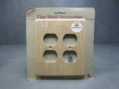 Solid Ash Wood Two Duplex Outlets Plate by Jackson Mfg. | eBay