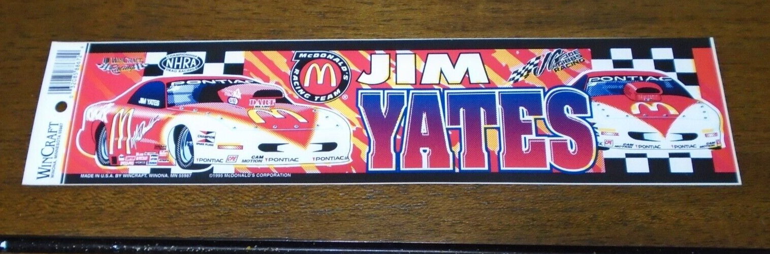 NHRA Jim Yates McDonalds Pro Stock Car Bumper Sticker 1995 | eBay