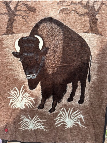 Biederlack Brown Tan Cream White Bison Buffalo Throw Blanket Acrylic ...