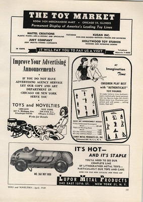 1949 PAPER AD Lupor Metal Toy Hot Rod Race Race Lithograph Comet Toy ...