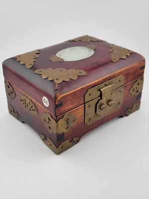 Vintage Ornate Chinese Rosewood Jewelry Box 5.25” Long Made In Shanghai ...