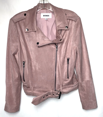 BB Dakota Women's Faux Suede Microfiber Motorcycle Jacket Size S Rose ...