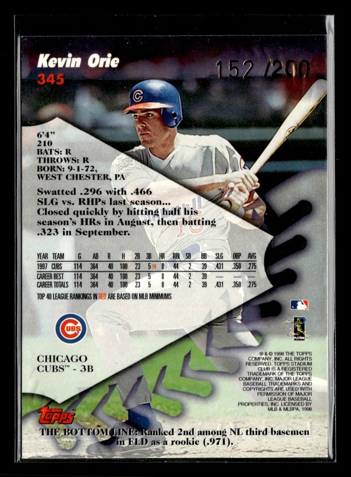 1998 Stadium Club Kevin Orie 1ST Day | eBay