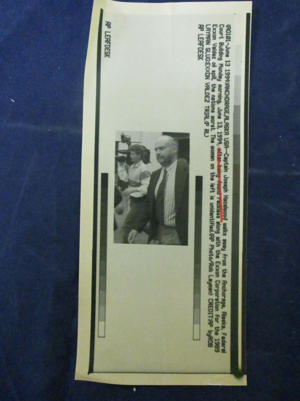 1994 Joseph Hazelwood Captain Exxon Valdez oil spill Vintage Wire Press ...