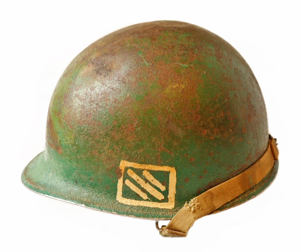 WW2 US army 3rd ID FS SB M-1 Schlueter helmet lieutenant MTO camouflage ...