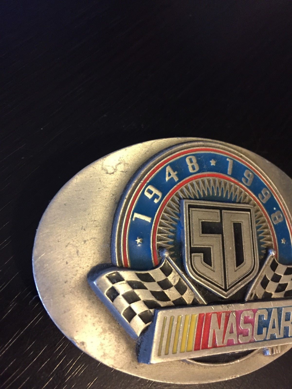 NASCAR Belt Buckle 50 1948 1998 Solid Fine Pewter Numbered Great Amer ...