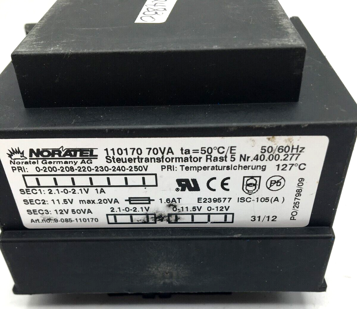 NORATEL 110170 70 VA 40.00.277 ISOLATING TRANSFORMER FOR RATIONAL ...