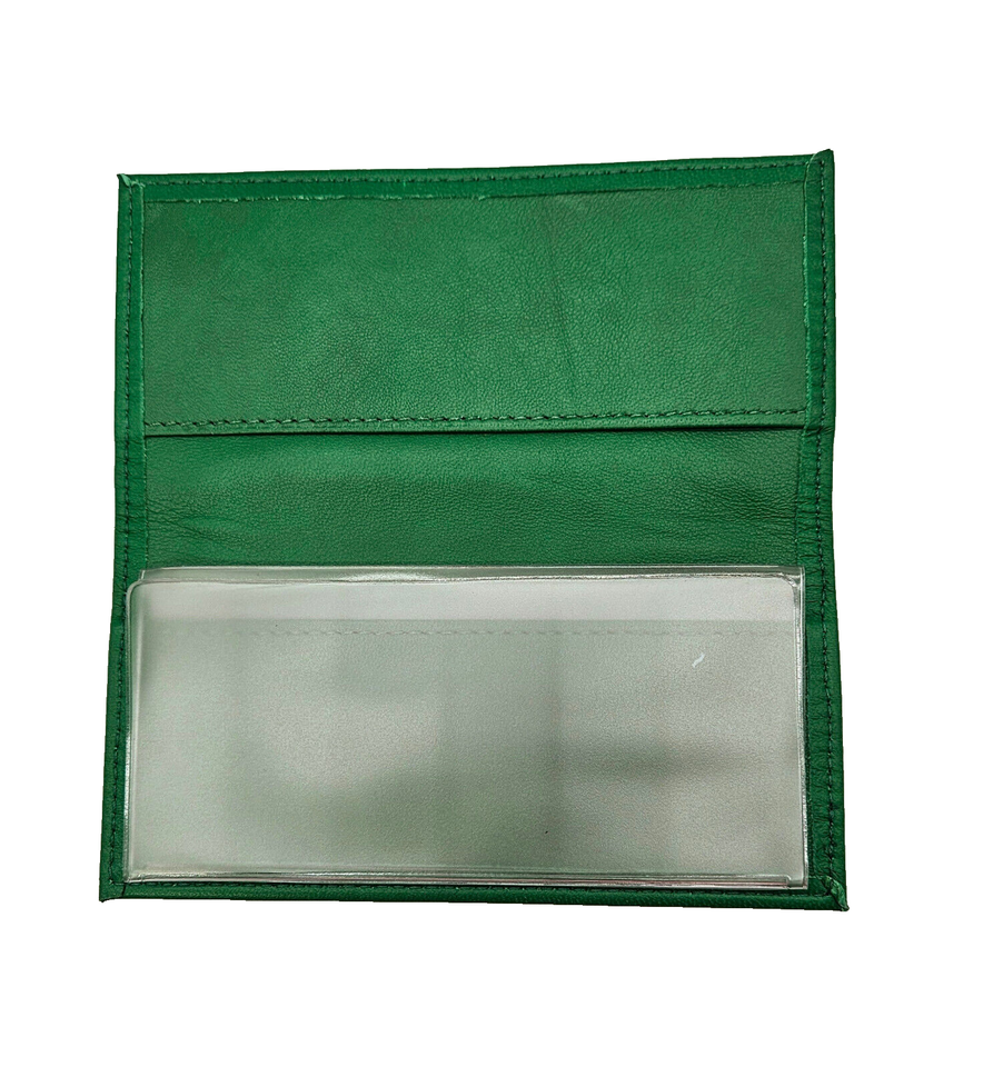 Green Genuine Leather Checkbook Cover - USA | eBay