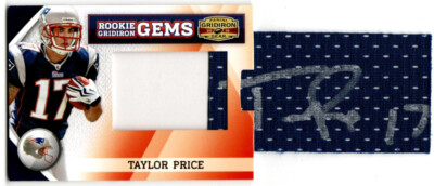 2010 Panini Gridiron Gear Football Taylor Price ROOKIE AUTO PATRIOTS ...