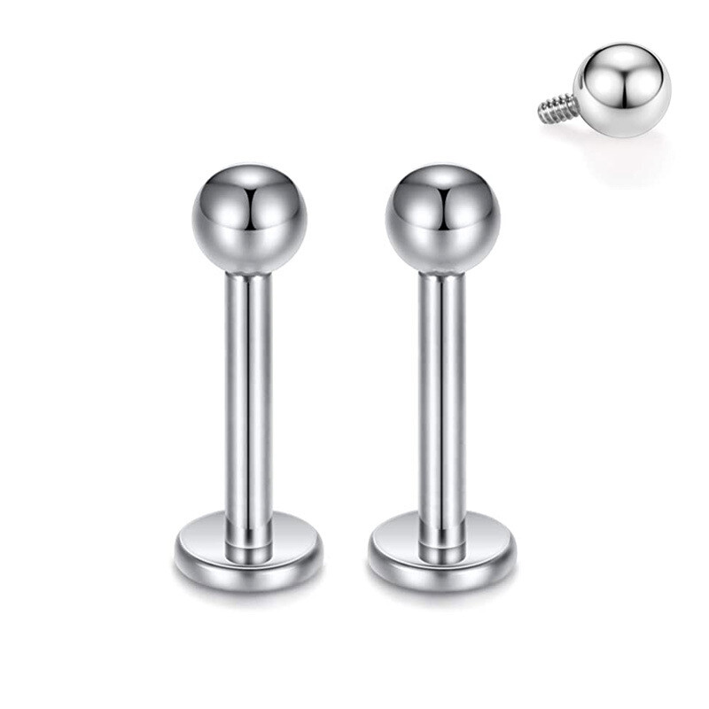 2 PCS G23 TITANIUM Labret Bar Internally Threaded Lip Stud Body ...