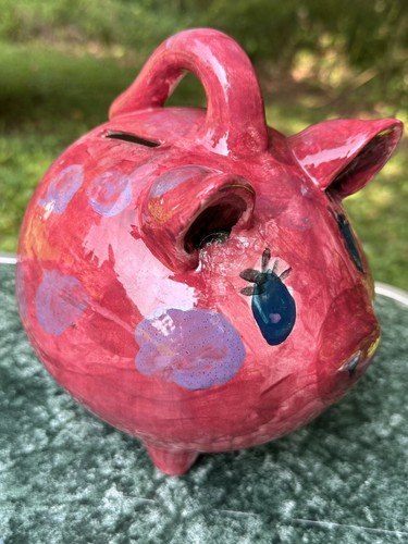 Pink Pig Piggy Bank. Ceramic/Porcelain. No Cracks/chips, With Bottom ...