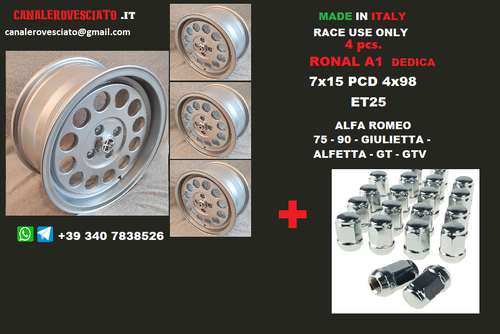 Cerchi lega Alfa Romeo Ronal A1 15 pollici 4x98 Alfetta Gt GTV 75 90 ...
