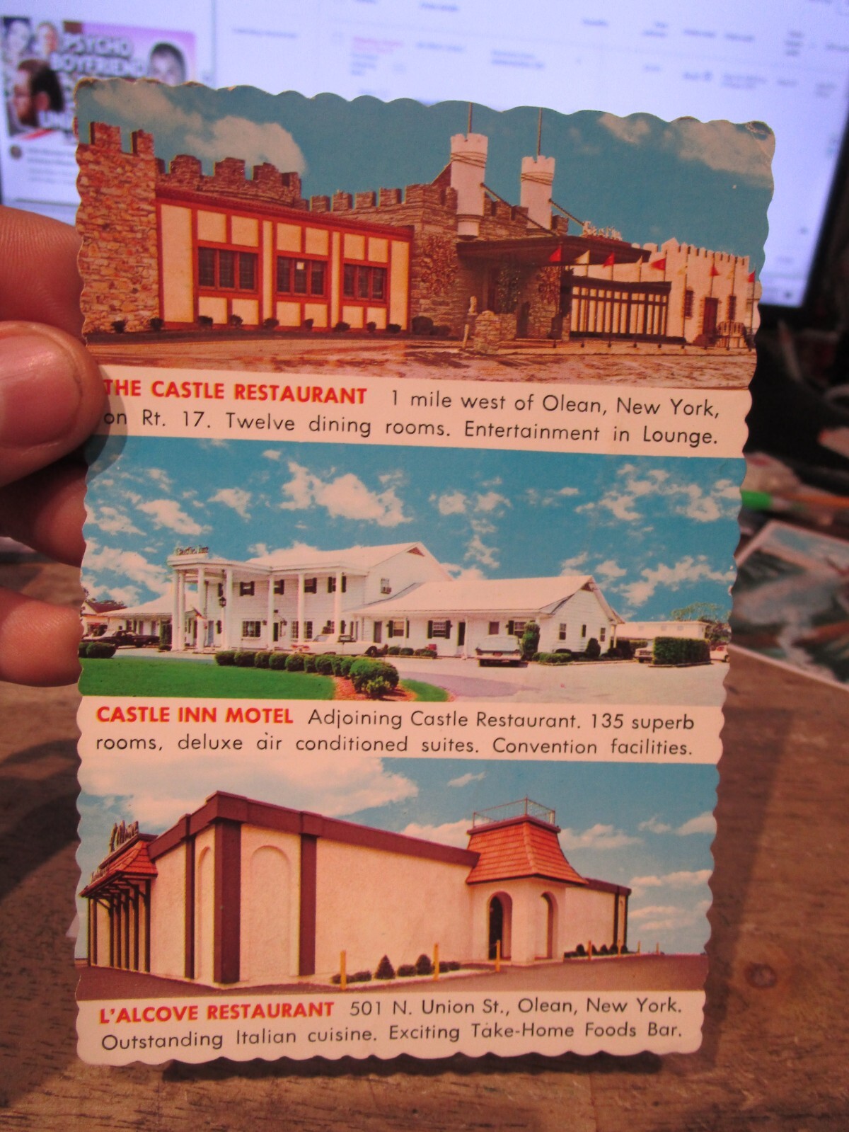 O2 NEW YORK Old Postcard Olean Castle Restaurant L'Alcove Inn Motel 3 ...