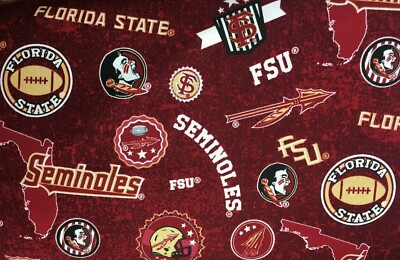 1 Yard Of Florida State Seminoles FSU Fabric 100% Cotton | eBay