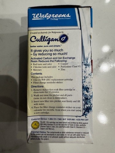 WALGREENS CULLIGAN WATER PITCHER FILLER REPLACEMENT CARTRIDGE-4 PACK | eBay