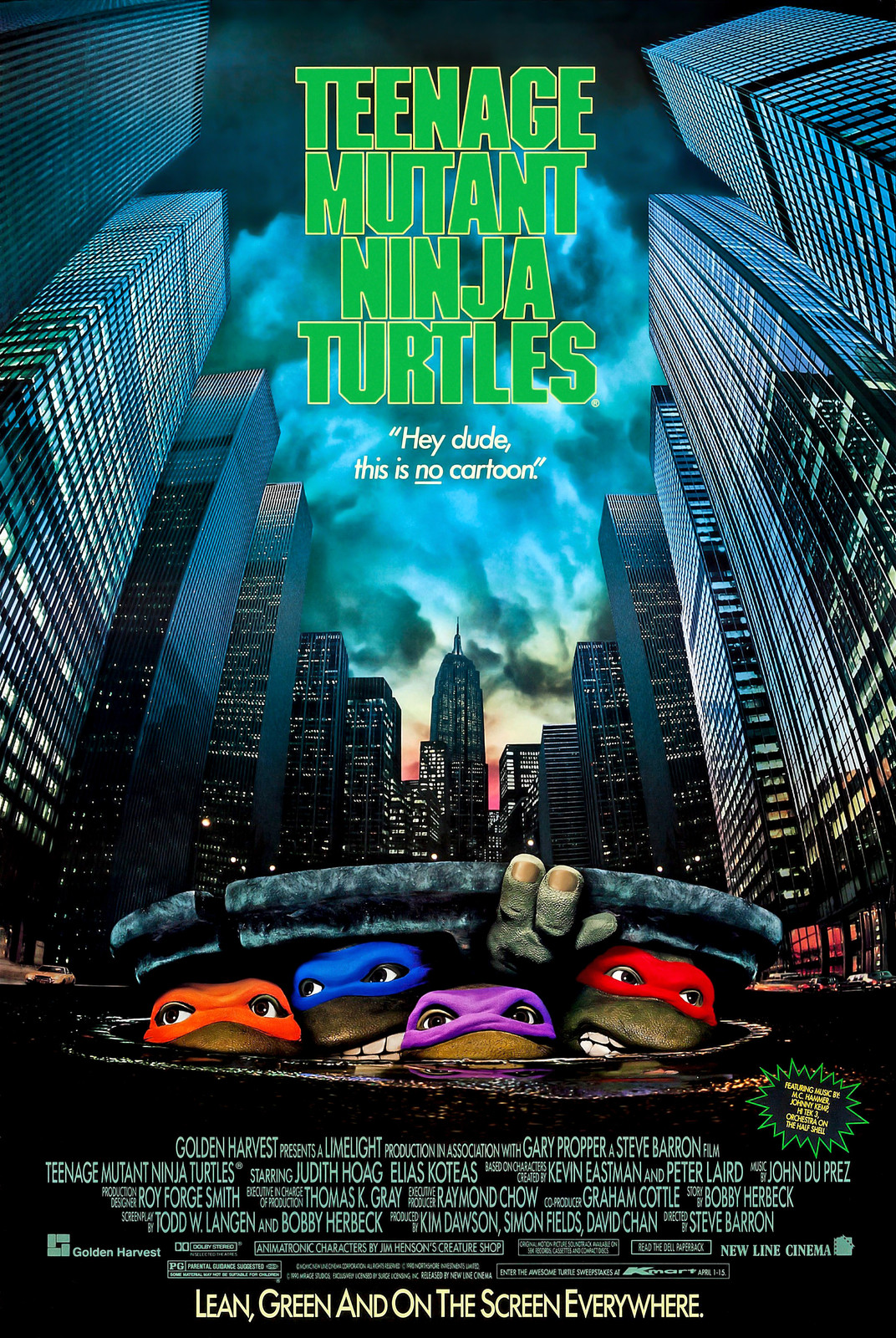 Teenage Mutant Ninja Turtles (1990) MOVIE POSTER | 5 Sizes | TMNT dvd ...