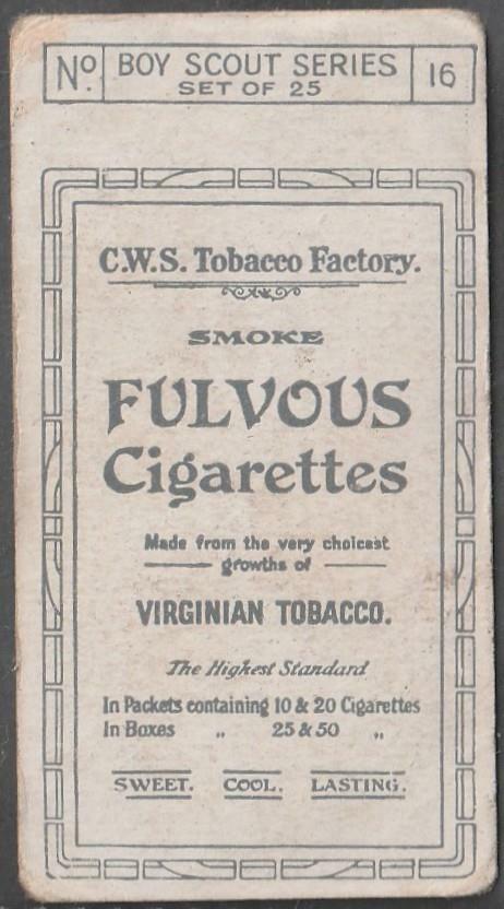 CWS Boy Scouts, Fulvous Cigarettes, 1912, No 16, Fireman (very rare) | eBay