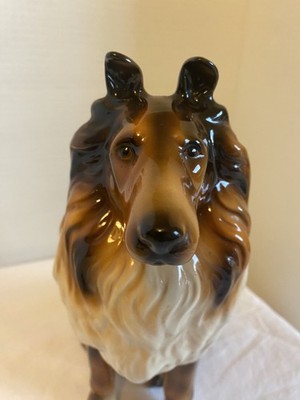 Japanese Ceramic Rough Collie Sheltie Dog Statue Figurine Sitting ...