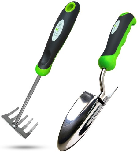 Garden Guru Garden Tool Set 2pc Hand Trowel, Cultivator Rake – Heavy ...