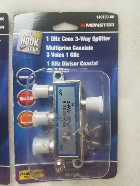 Monster 1ghz 5-1000mhz Just Hook It up 3 Way Digital Coax Splitter ...