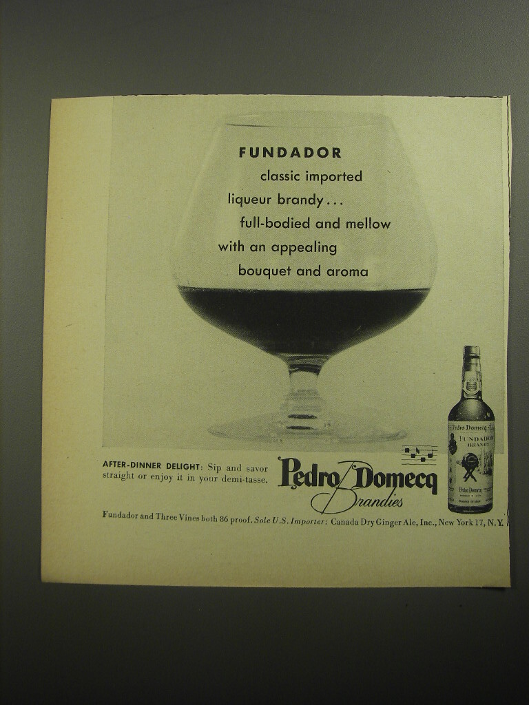1956 Pedro Domecq Fundador Brandy Ad - Fundador classic imported ...