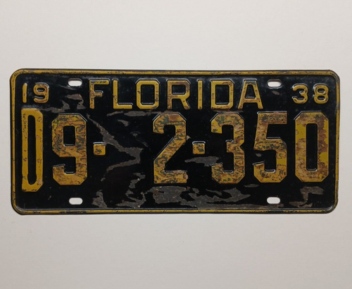 🐾 1938 FLORIDA "PASSENGER" LICENSE PLATE (D9-2-350) DUVAL COUNTY | eBay