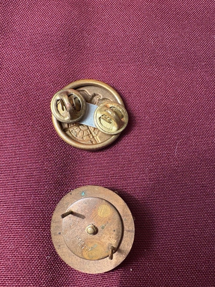 2 WW2 QUARTERMASTER & US ARMY Transportation lapel PINS Gemsco BRASS ...