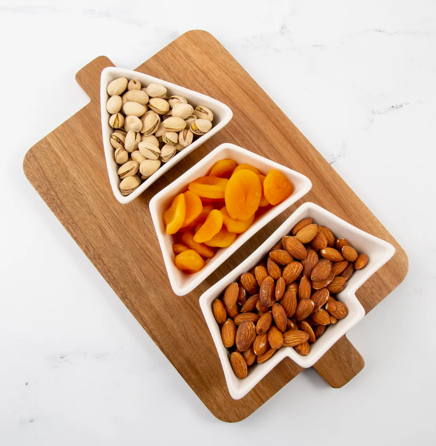 legant 3-piece condiment set on a wooden serving board. | eBay