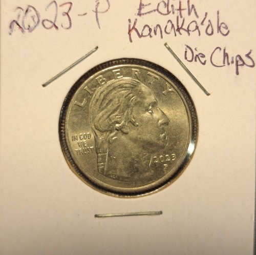 American Women Quarter Error 2023 P Edith Kanaka'ole Die Chips OBV and ...