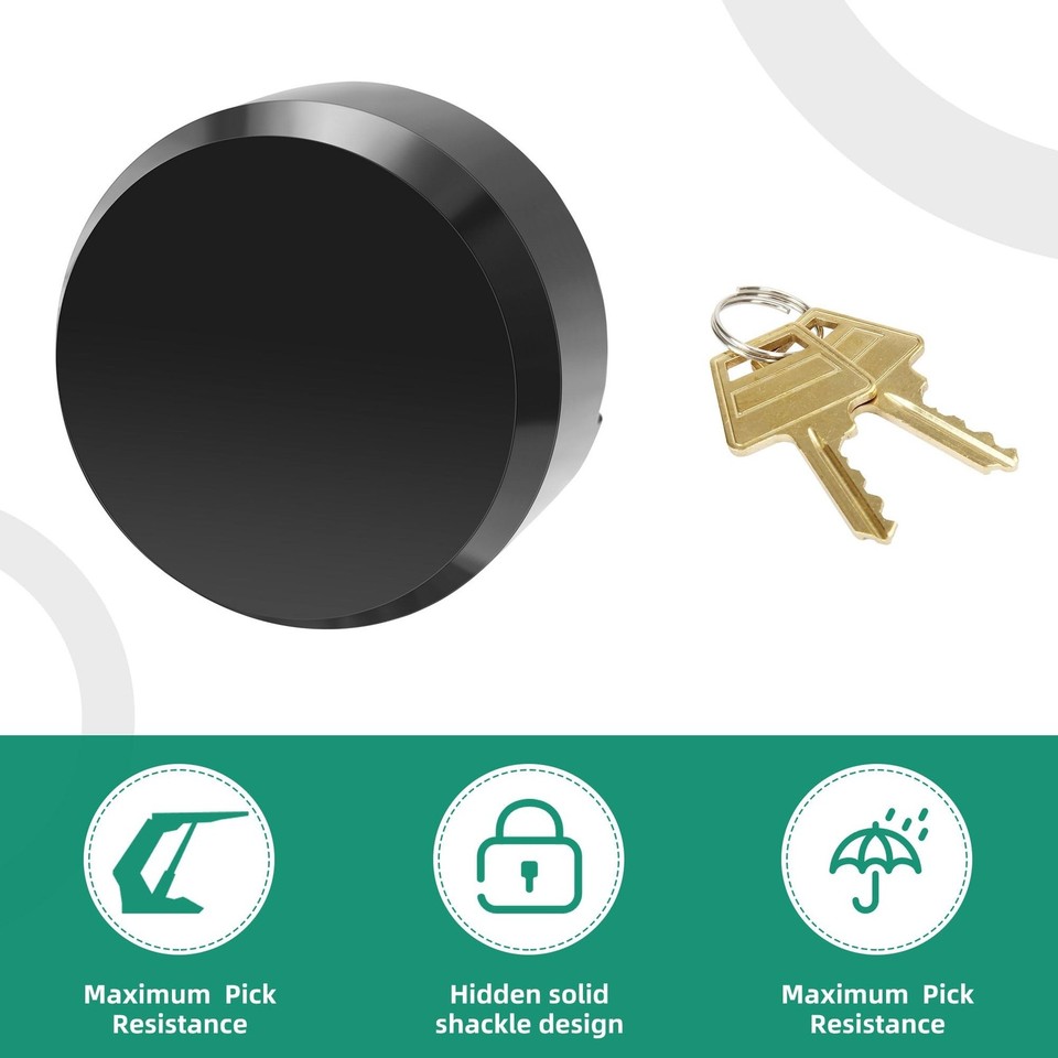 1 Piece Hidden Shackle Padlock, Heavy Duty Puck Lock for Trailers, Van ...