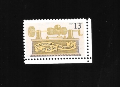 CENTENNIAL OF SOUND RECORDING STAMP 13 CENT SINGLE CORNER 1977 POSTAGE ...