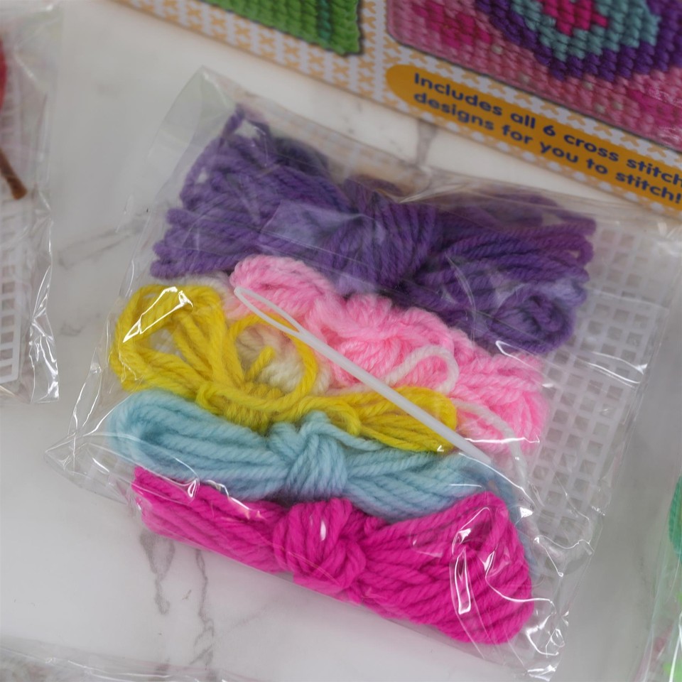 Kids Cross Stitch Kit 6 in 1 Traditional Sewing Kit 6 Childrens Designs ...