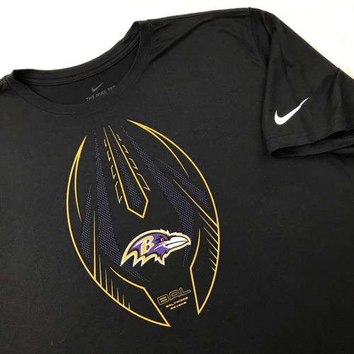 Nike Baltimore Ravens Shirt Mens 3XL XXXL Black Dri Fit Performance Tee ...