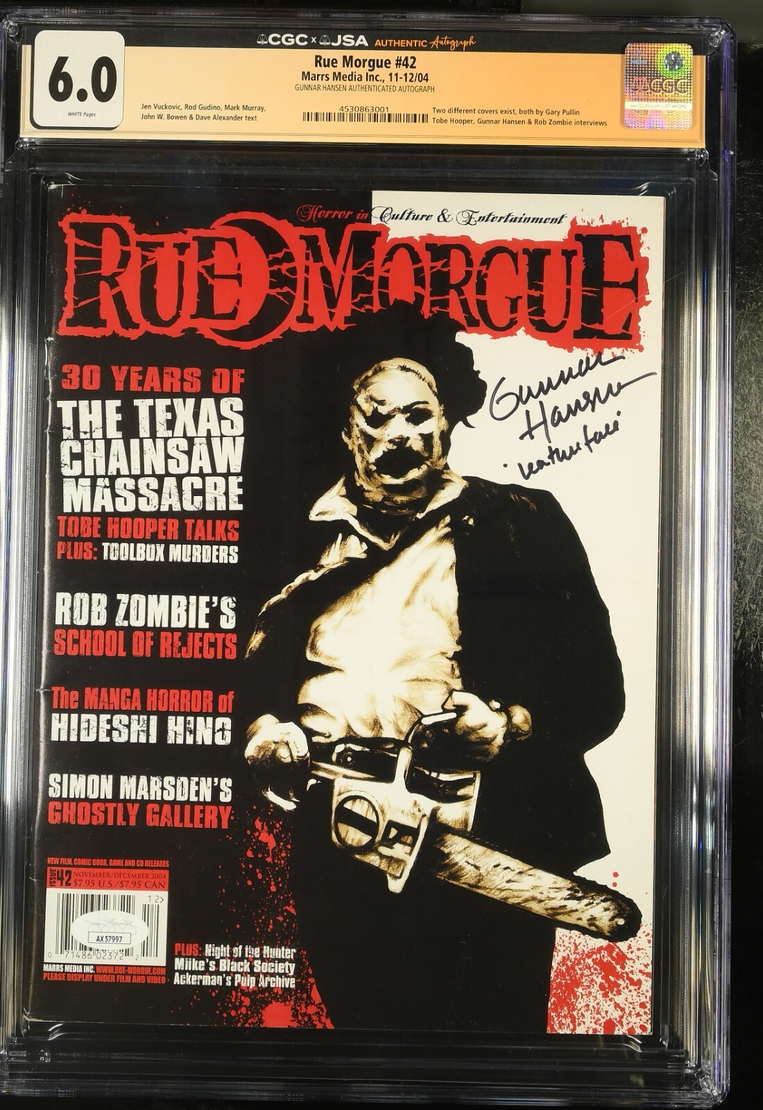 Rue Morgue Magazine Issue Signed Gunnar Hansen The Texas Chainsaw ...