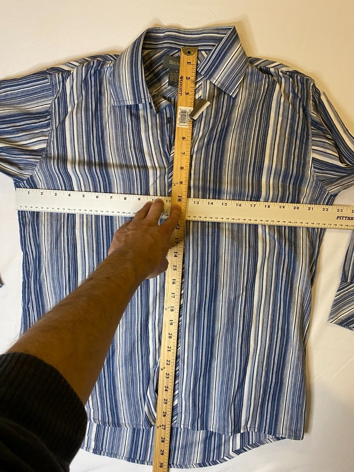 Bruno Men's Blue Striped Casual Button Down Collared Shirt Long Sleeve ...