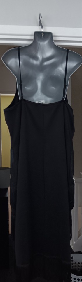 BLACK FRINGE FLAPPER FANCY DRESS ADULT CHARLESTON COSTUME 1920'S 1930'S ...