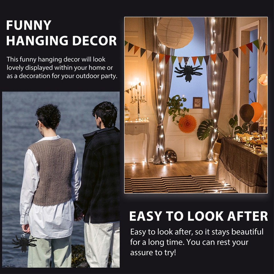 2 Pcs Plush Spider Toy Keychain Spiders Toys Halloween Ornament Stuffed ...