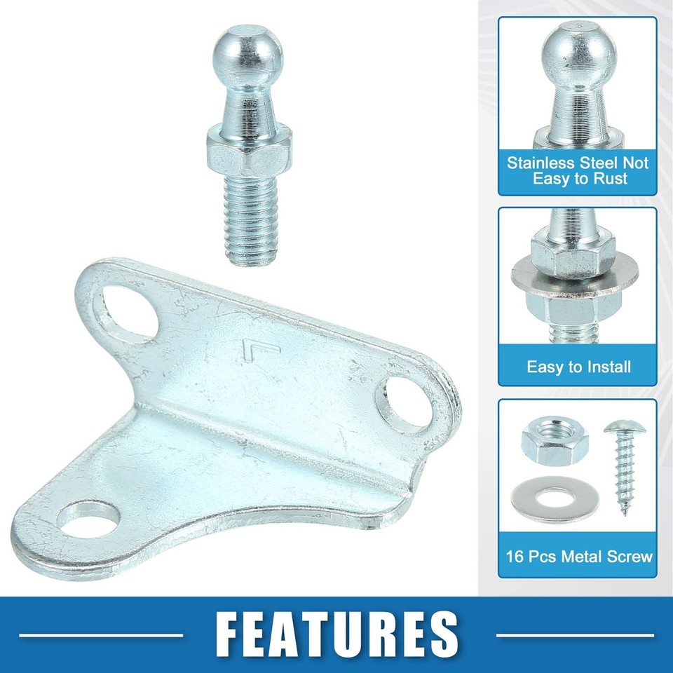 Car Gas Spring Mounting Bracket 10mm Ball Stud Bracket with 8 Screws ...