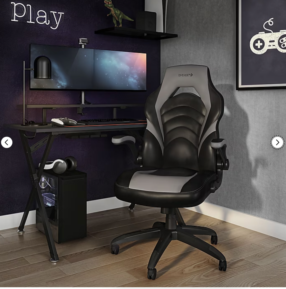 Staples Emerge Vortex Bonded Leather Ergonomic Gaming Chair Black and ...