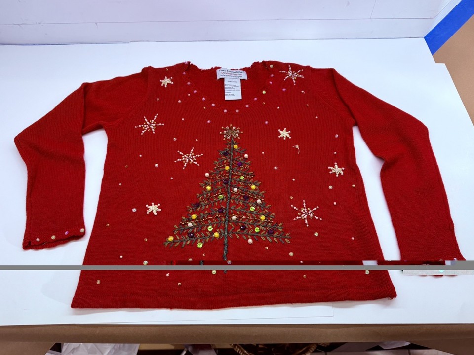 Vintage Tiara International Collection Christmas Tree Red Sweater Small ...