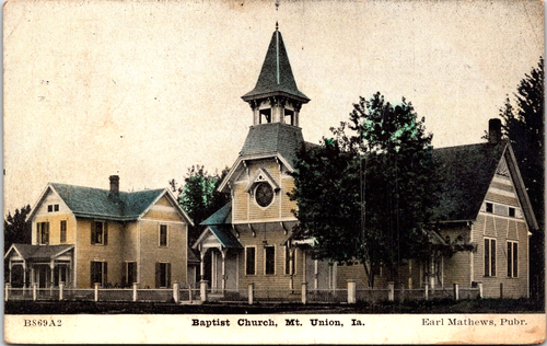 Baptist Church Mt Union Iowa 1908 Postcard C74 | eBay