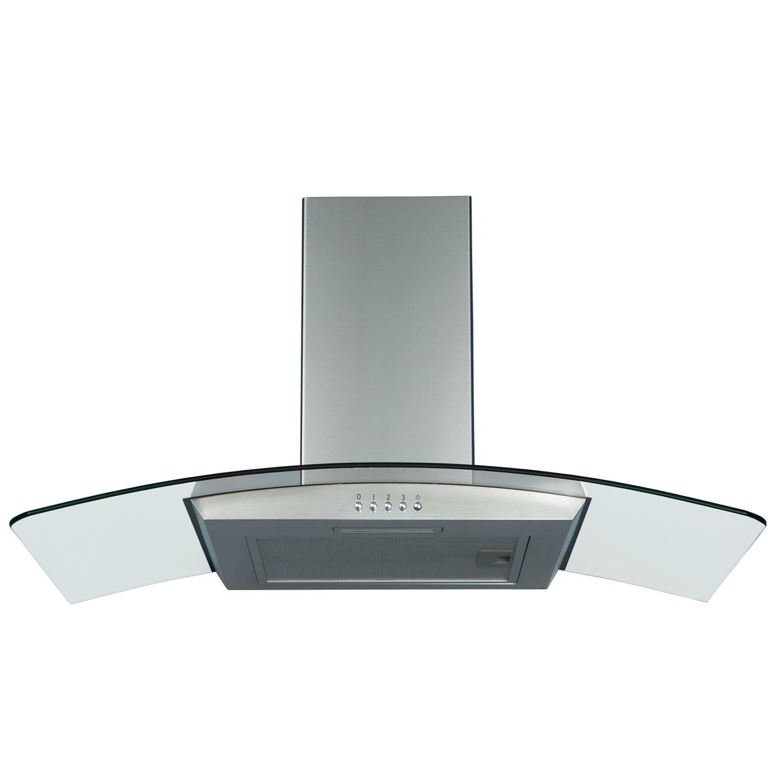 SIA CGH110SS 110cm Stainless Steel Curved Glass Cooker Hood Extractor ...