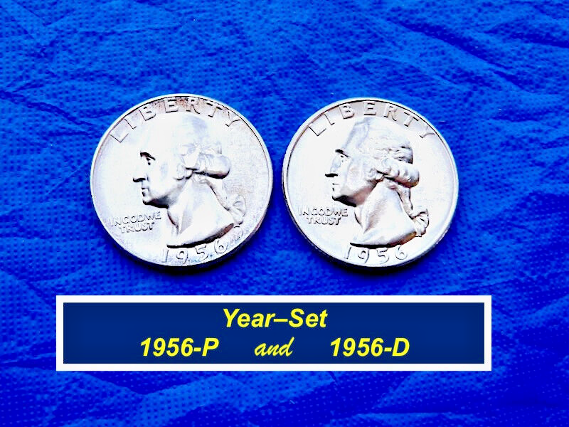 1956 YEAR-SET 1956PD Silver Quarters 2 Coins Uncirculated 2.56pd | eBay