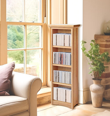 CD DVD Storage Rack, Wooden Oak Media Stand Tower Unit in Light Oak, 3 ...